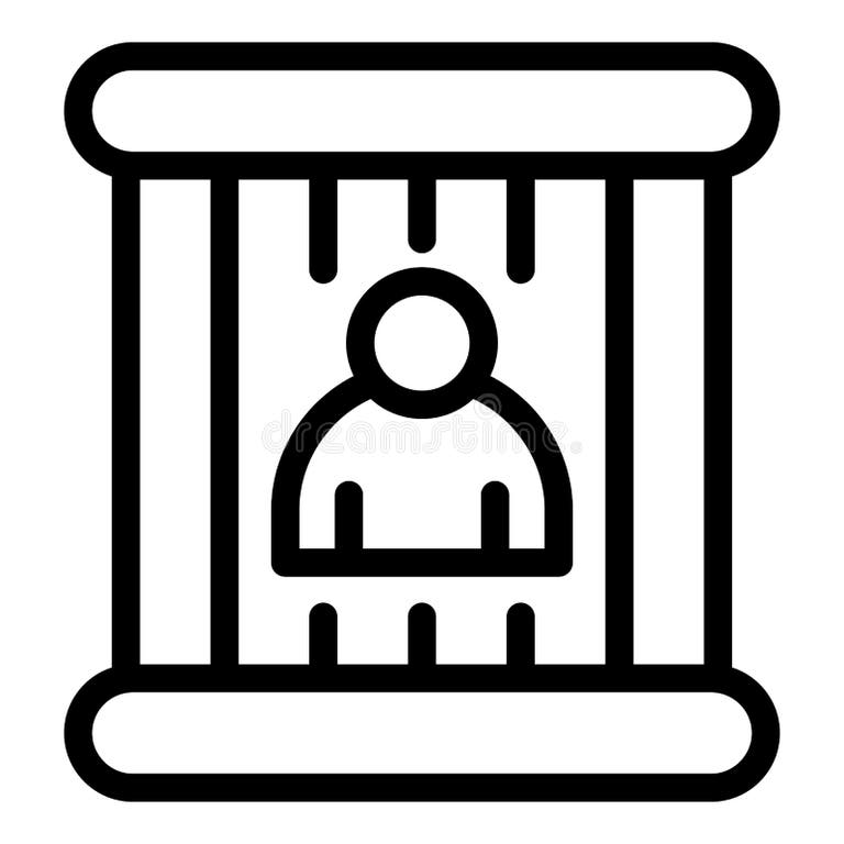 Man Behind Bars Icon, Outline Style Stock Vector - Illustration of ...