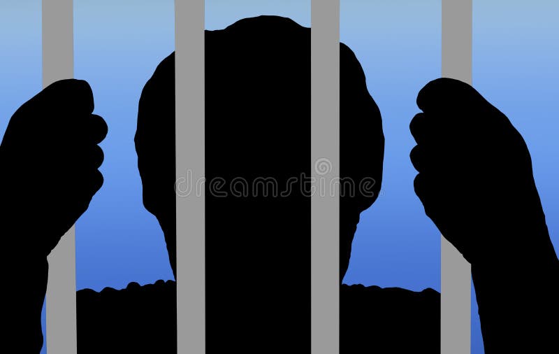 Man Behind Bars of Prison stock illustration. Illustration of captive ...