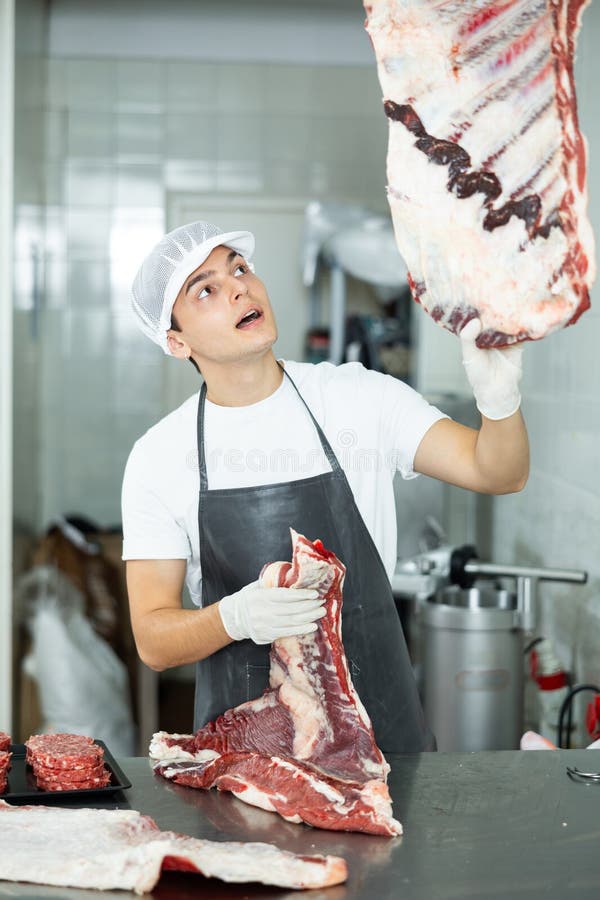 Man Behind Counter Prepares Stock Photo - Image of profession, stall ...