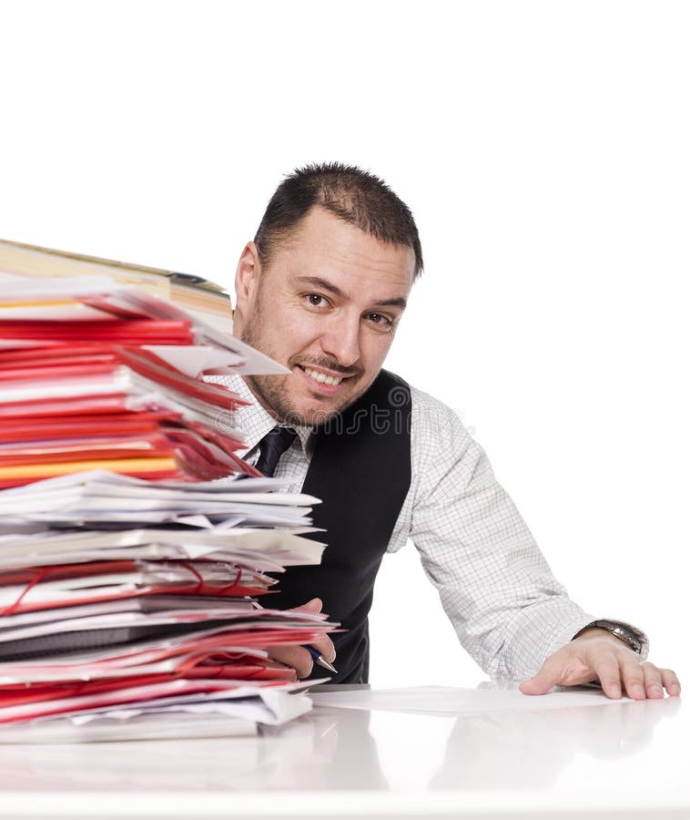 Happy man behind computer stock photo. Image of balding - 13087962