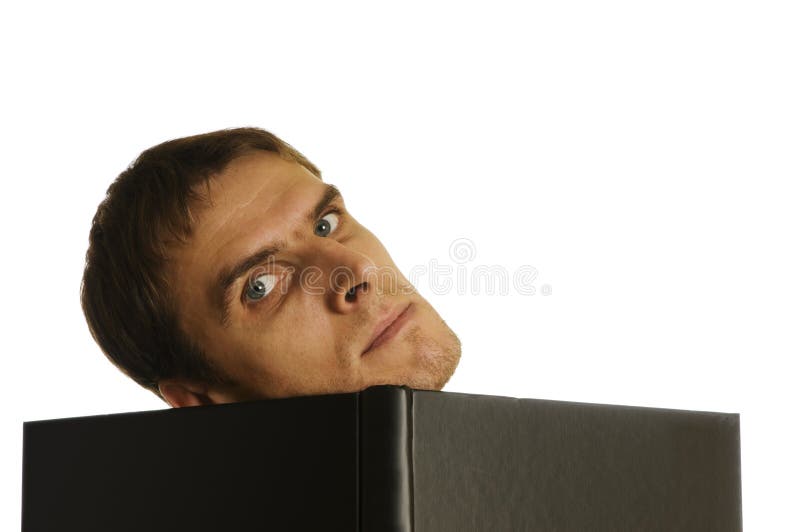 Man behind the open book stock image. Image of literature - 11809501