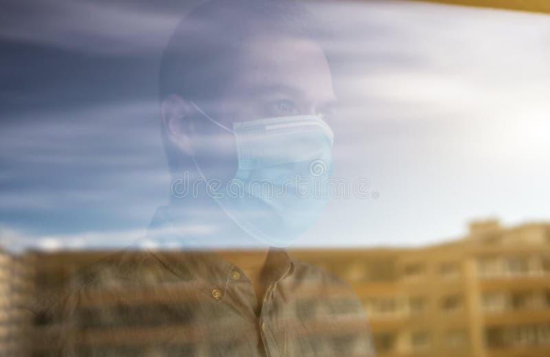 Man during self isolation. stock image. Image of isolated - 182972775