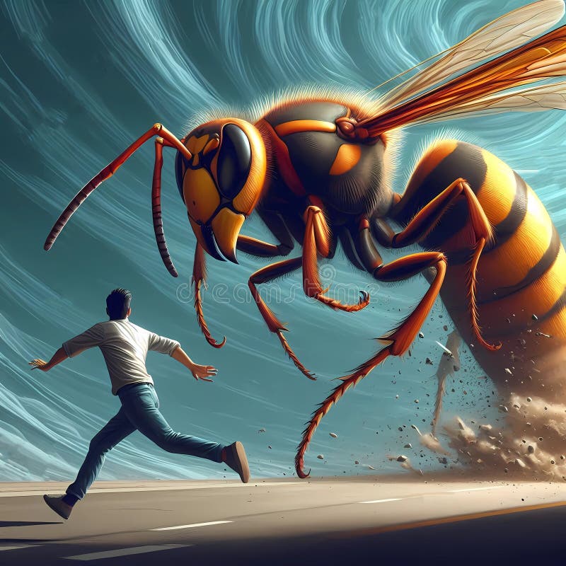 Giant wasp attack stock illustration. Illustration of security - 383851167