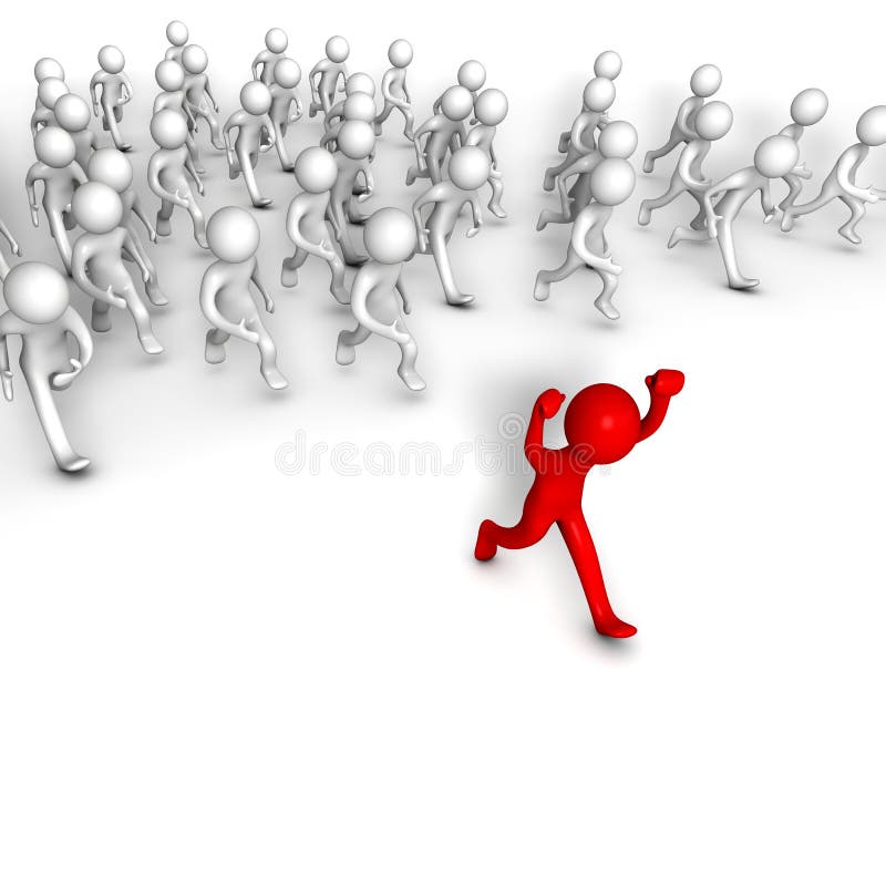 Man being chased by people stock illustration. Illustration of ...