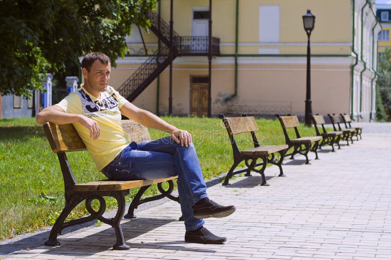 The man on a bench stock image. Image of caucasian, love - 25916229