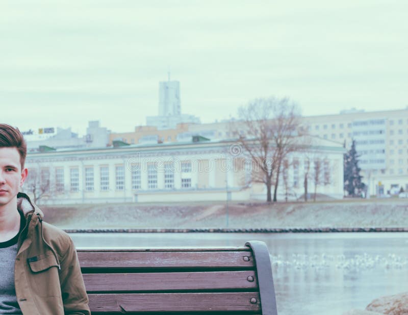 Man on the Bench stock image. Image of downtown, elegant - 84830295