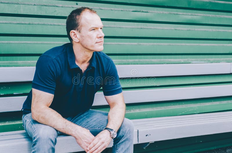 Man on Bench stock image. Image of life, male, beautiful - 104375593