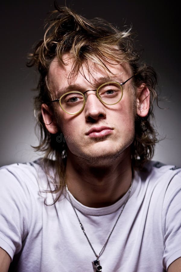 Man bespectacled stock image. Image of look, young, comical - 12080545