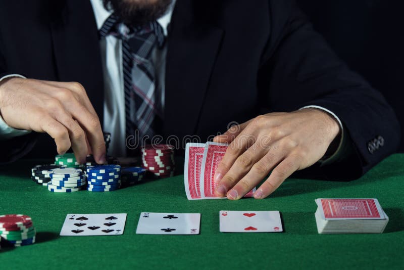 Man Betting on the Casino in Black and White Stock Image - Image of ...