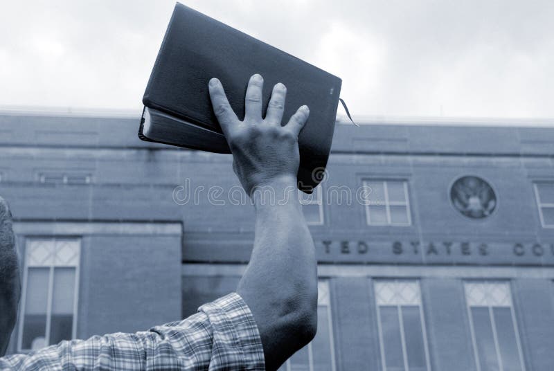 Man with bible at protest stock image. Image of passionate - 12908843