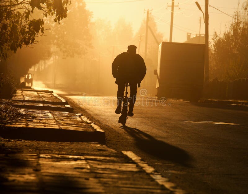 Man a bicycle on farm road stock photo. Image of retirement - 43277634