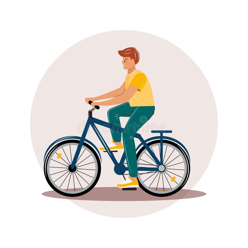 Man on the Bicycle. Happy Man Riding the Bicycle Stock Vector ...