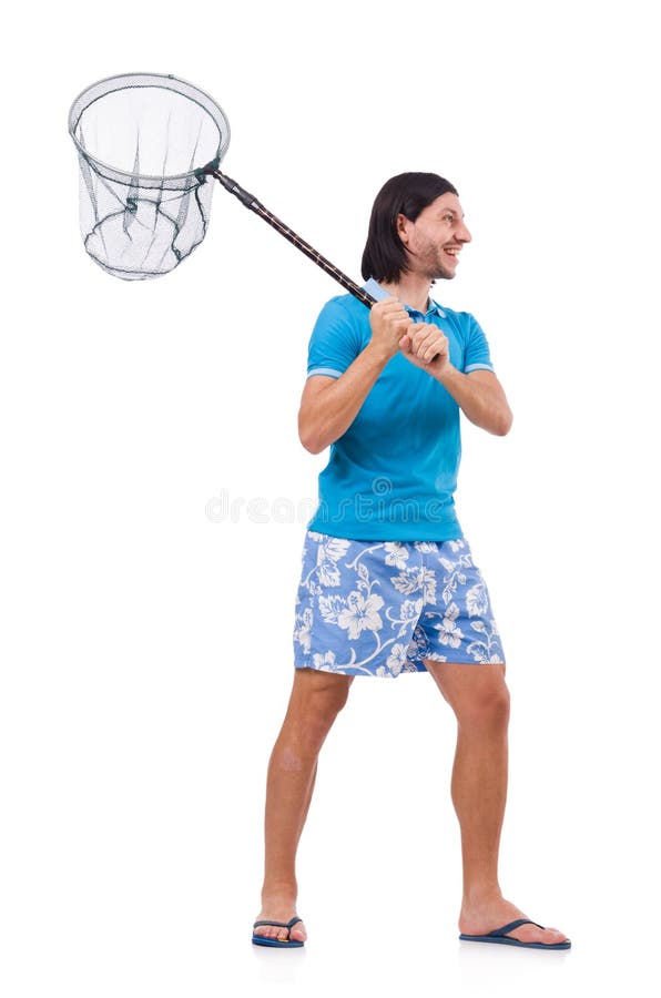 Man with big catching net stock photo. Image of catch - 43189754