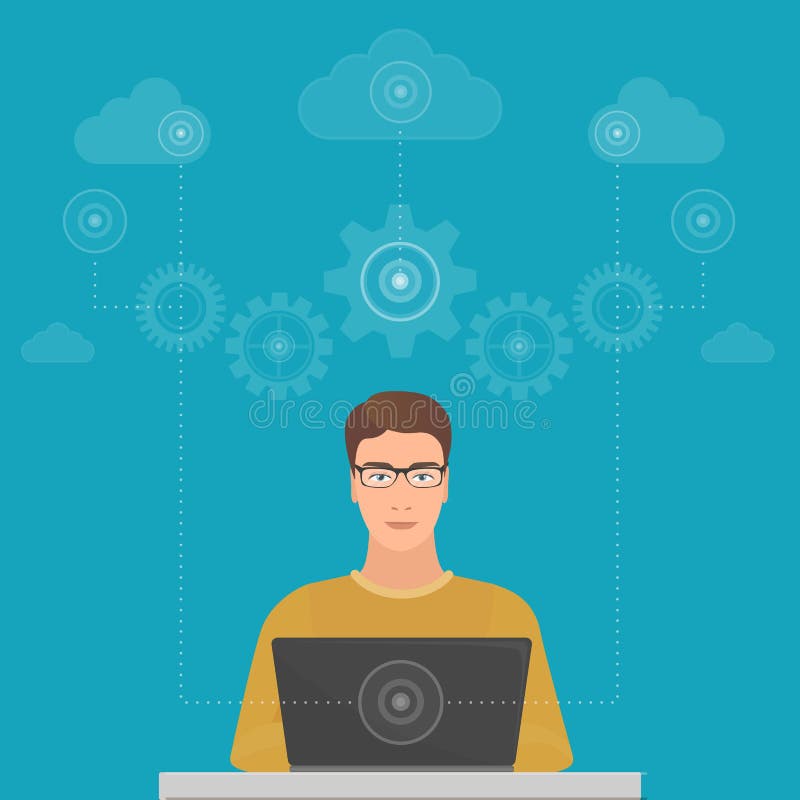 Man Software Engineer Concept with Design, Optimization, Responsive and ... Man Software Engineer Concept with Design, Optimization, Responsive and ...