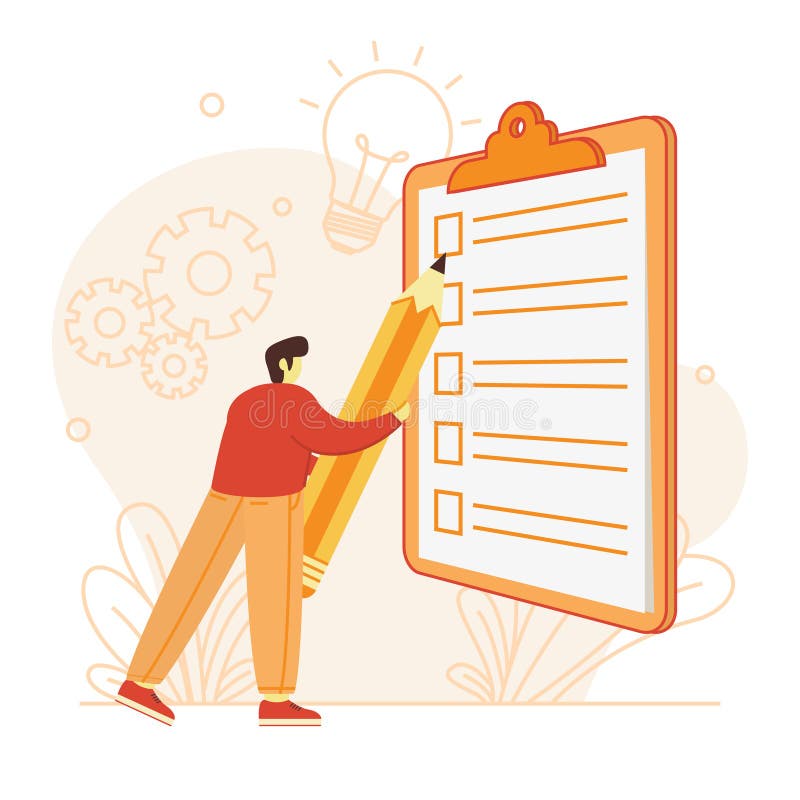 Man with Big Pencil Write on Big Paper with Big Board Plan a Business ...