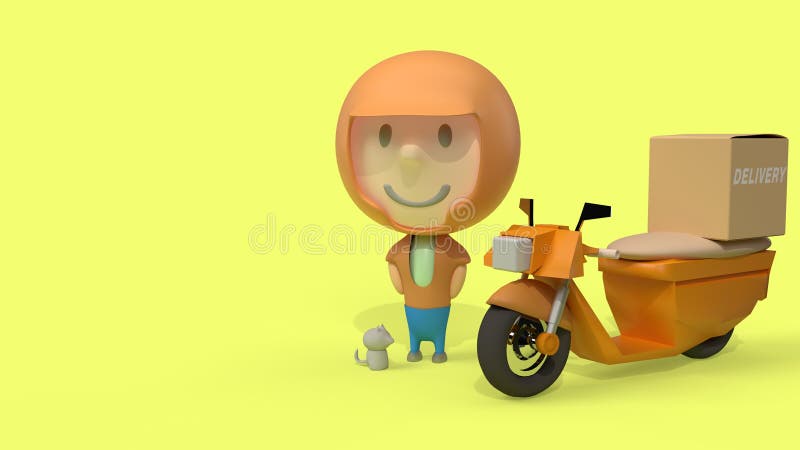 Man and Bike Delivery 3d Rendering for Transport Content Stock ...