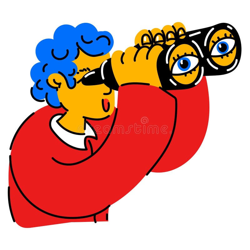 A Man with Binoculars in Search of Work. the Concept of Choosing a Path ...