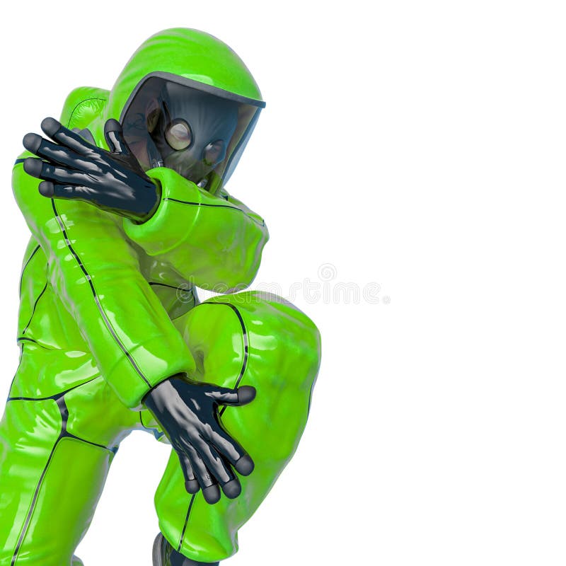Man in a Biohazard Suit is Dancing Stock Illustration - Illustration of ...