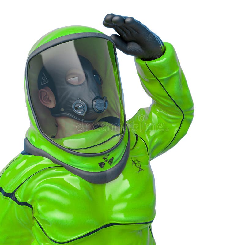 Man in a Biohazard Suit is Doing a Distant Scout Stock Illustration ...