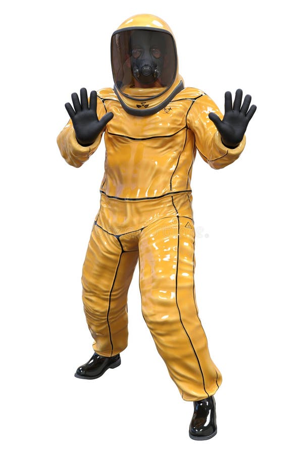 Man in a Biohazard Suit Isolated on White 3d Illustration Stock ...
