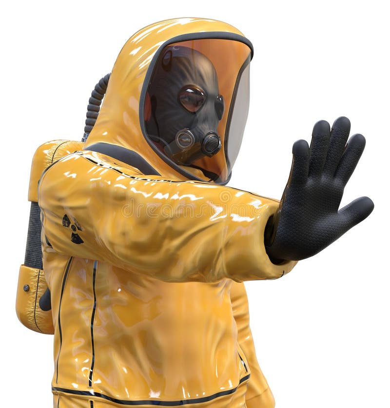 Man in a Biohazard Suit Isolated on White 3d Illustration Stock ...