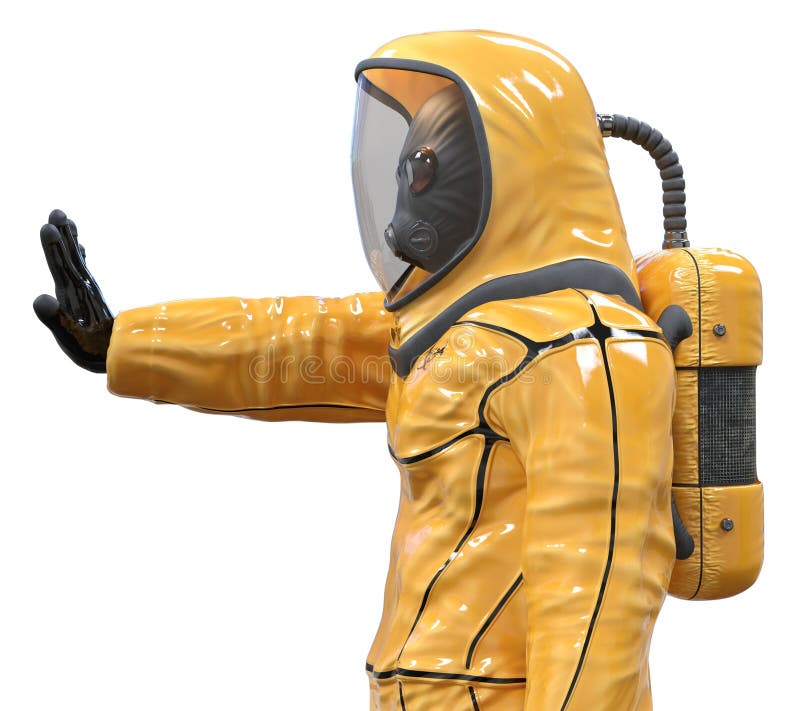 Man in a Biohazard Suit Isolated on White 3d Illustration Stock ...