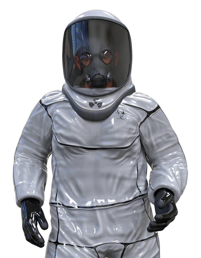 Man in a Biohazard Suit Isolated on White 3d Illustration Stock ...