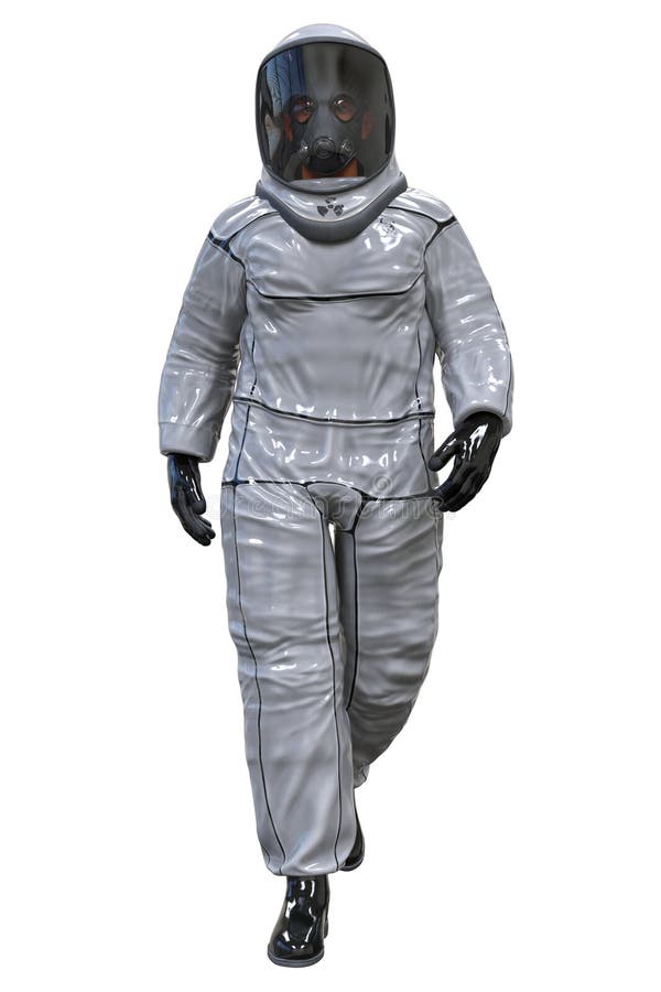 Man in a Biohazard Suit Isolated on White 3d Illustration Stock ...
