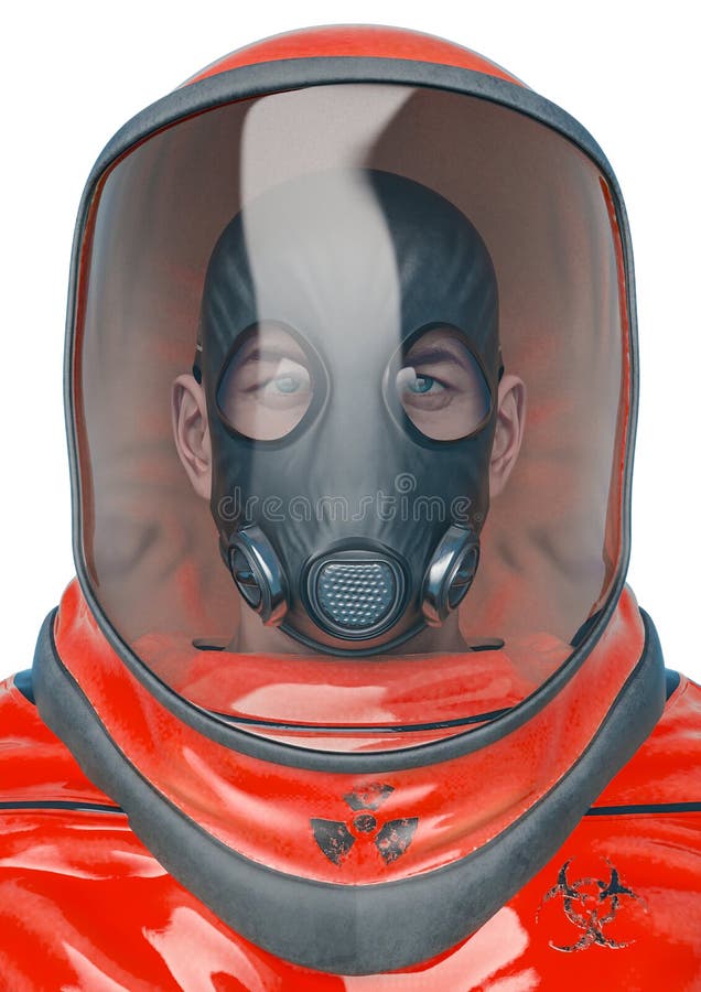 Bio Hazard Man Id Portrait in a White Background Side View Stock ...