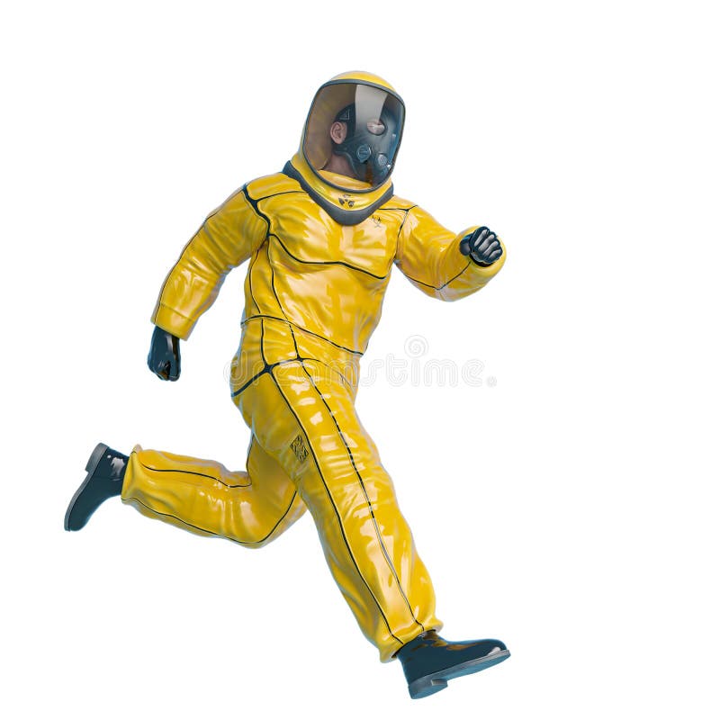 Man in a Biohazard Suit is Running Stock Illustration - Illustration of ...