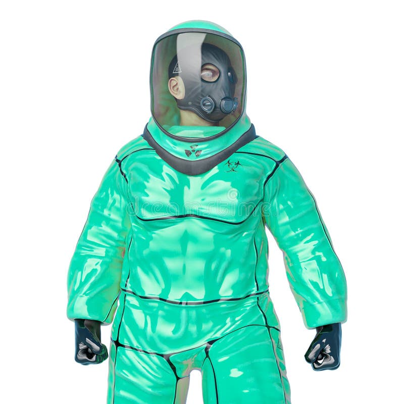 Man in a Biohazard Suit Standing Up Stock Illustration - Illustration ...