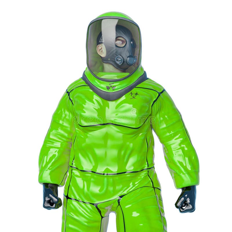 Man in a Biohazard Suit Standing Up Stock Illustration - Illustration ...