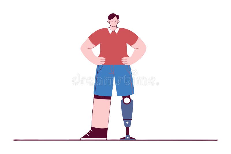 Man with Bionic Leg Prosthesis, Vector Illustration, Advanced ...