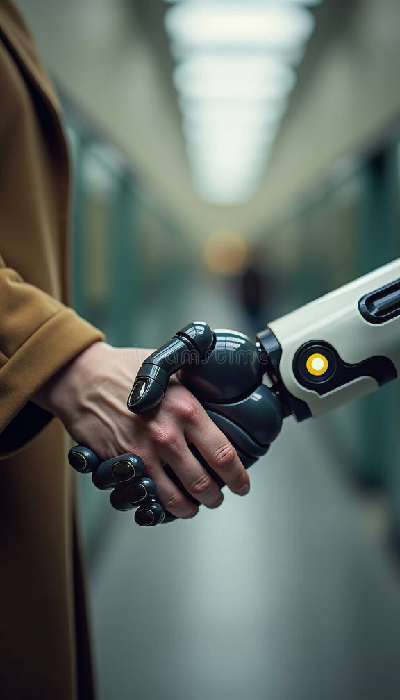 A Man with a Bionic Prosthesis Shakes Hands, Demonstrating ...