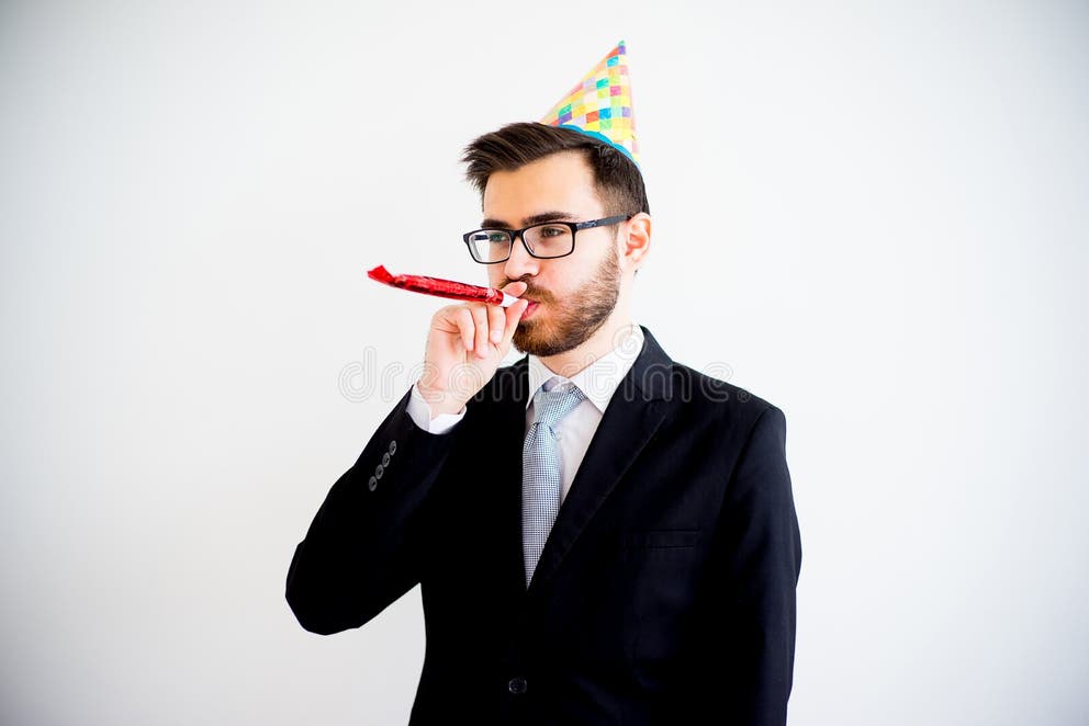Man with birthday pipe stock photo. Image of birthday - 92030654