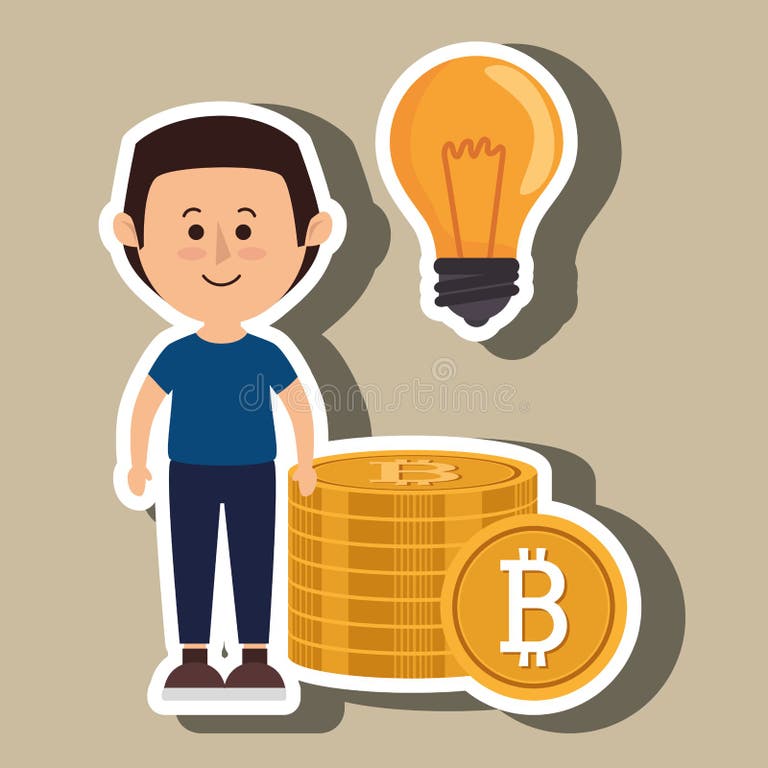 Man bit coin idea stock illustration. Illustration of holding - 83145062