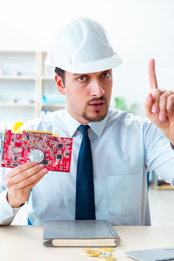 The Man in Bitcoin Mining Business Concept Stock Photo - Image of ...