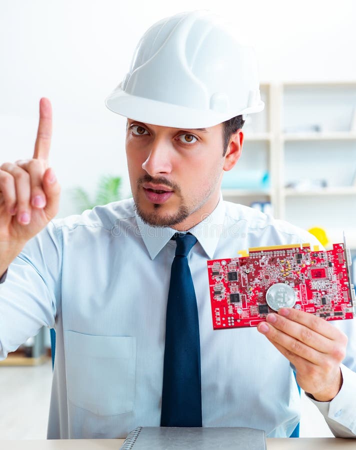 Man in Bitcoin Mining Business Concept Stock Photo - Image of dollar ...