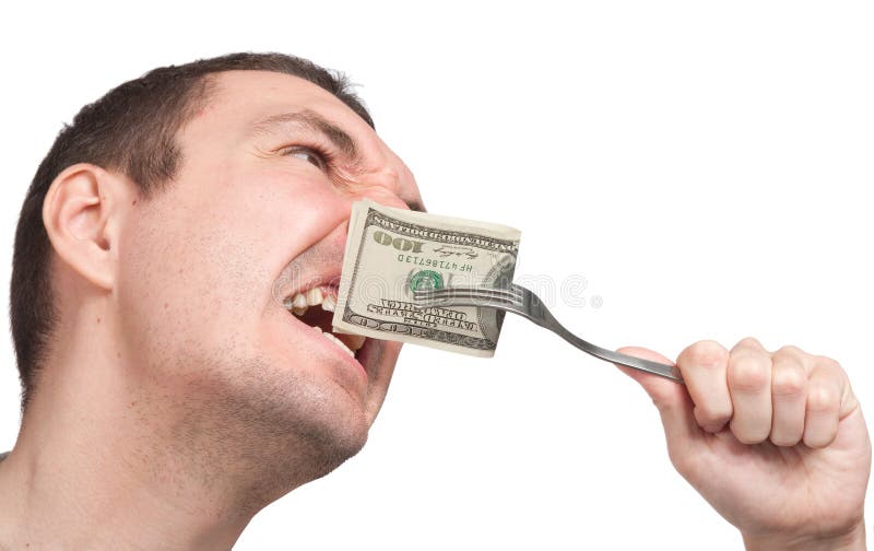 Man Biting Dollar Bill stock image. Image of teeth, bill - 1702399