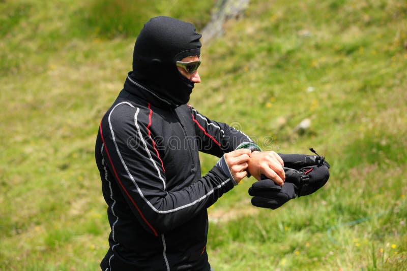 Man in black editorial photography. Image of mountain - 28642517