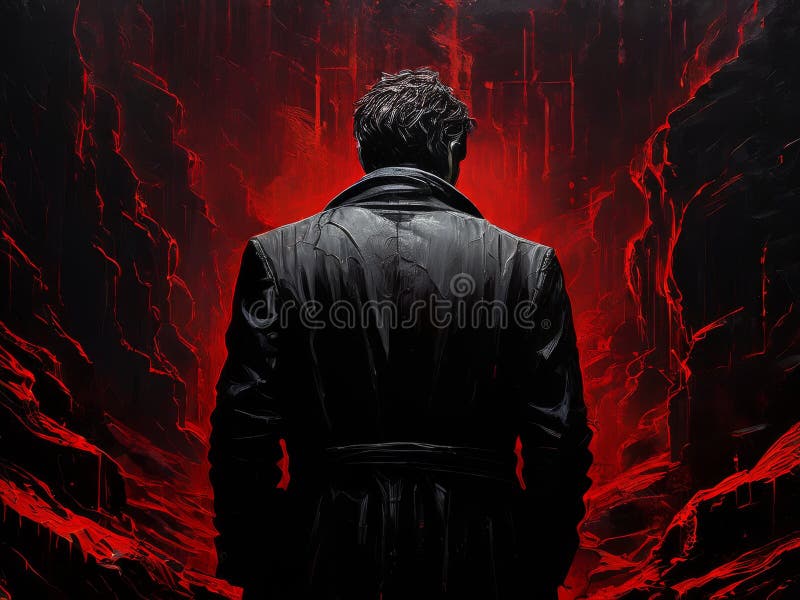 Man in Black Coat with Red Hood and a Jacket . Art of the Dead Death ...