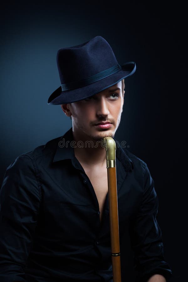 Man in a black hat stock photo. Image of model, male - 34962782