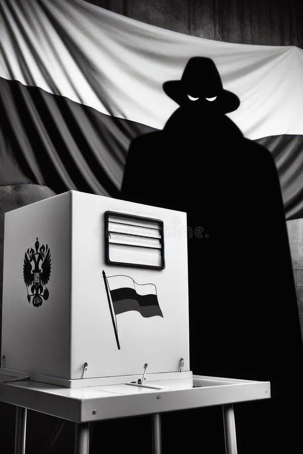 Man in a Black Hat Stands in Front of a Voting Box with a Flag on it ...