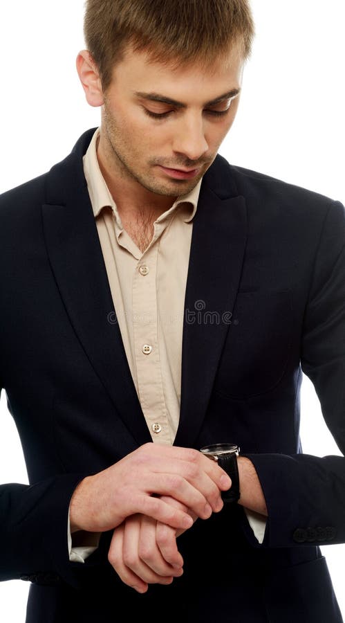 Man in black jacket stock photo. Image of handsome, white - 37740086