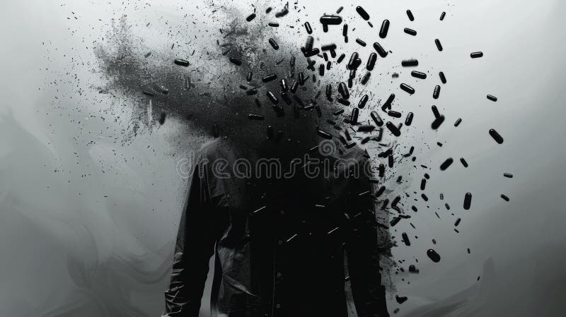 A Man with a Black Jacket and His Face Covered in Dust, AI Stock Image ...