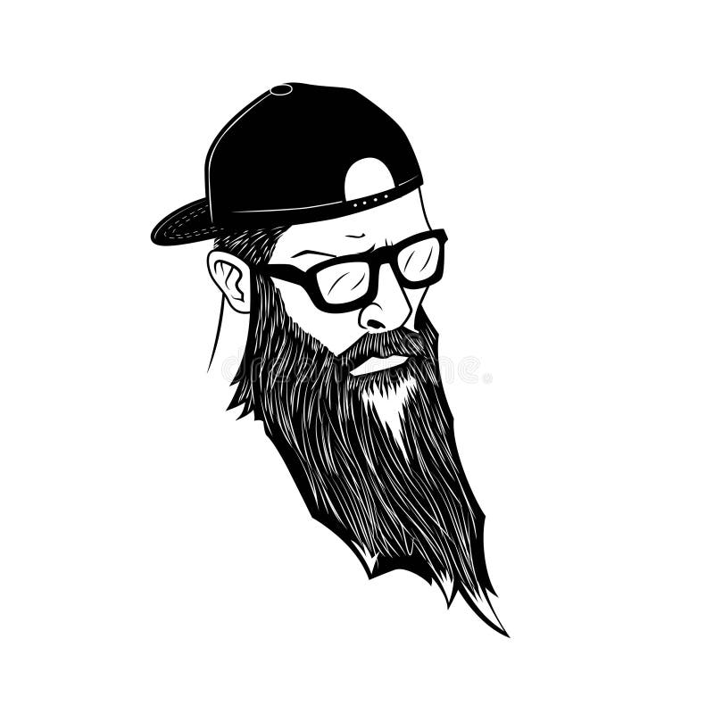 Hat Backwards Black and White Vector Illustration Man with Black and ...