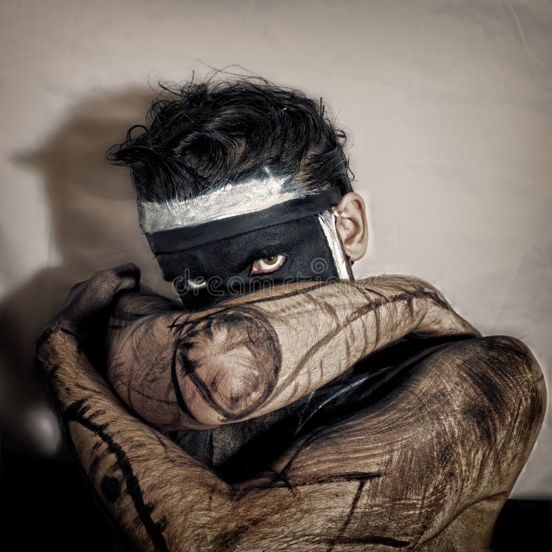 Man in Black Mask with the Insidious Look Stock Photo - Image of ...