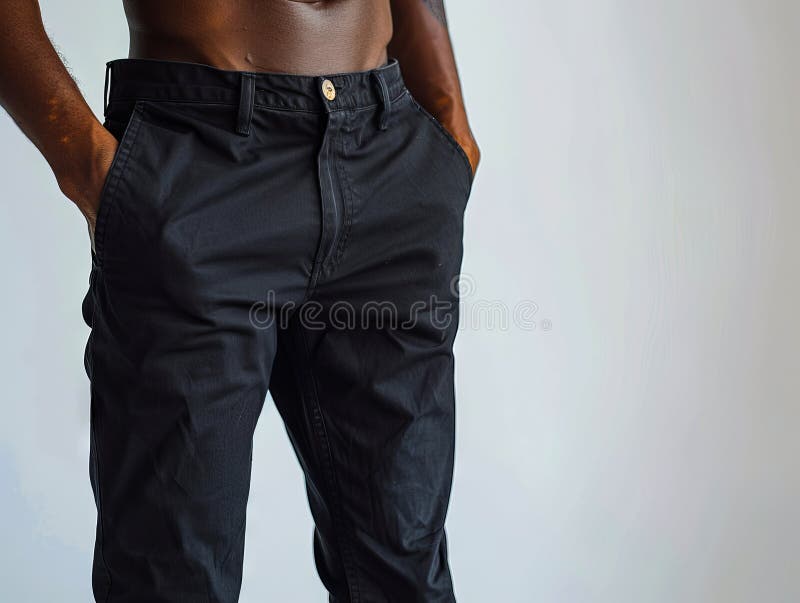 A Man in Black Pants Standing with His Hands on His Hips Stock ...