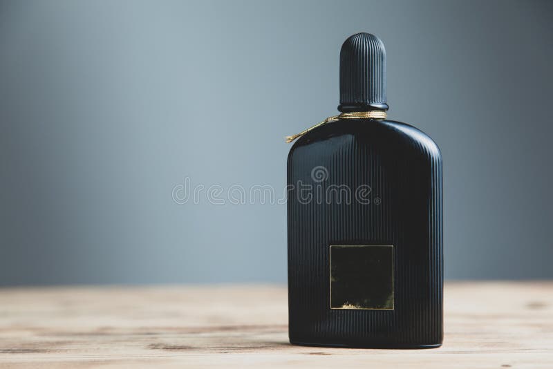 Man Black Perfume Bottle on the Desk. Stock Image - Image of bottle ...