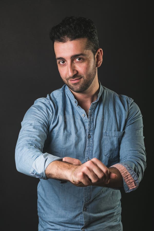 Man on Black Plain Background Stock Photo - Image of display, portrait ...